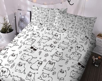 Cat Print Bedding | Etsy