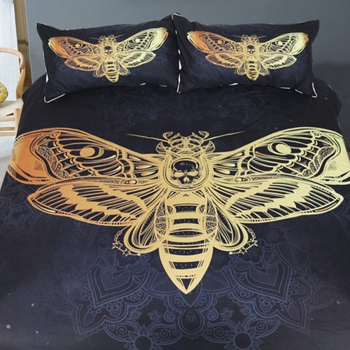 Skull Moth Bedding Set Gothic Skull Duvet Cover Butterful - Etsy