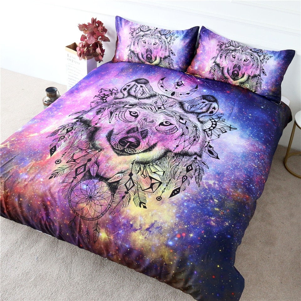Galaxy Wolf Duvet Cover Wolf 3D Quilt Cover Bedding Wolve - Etsy