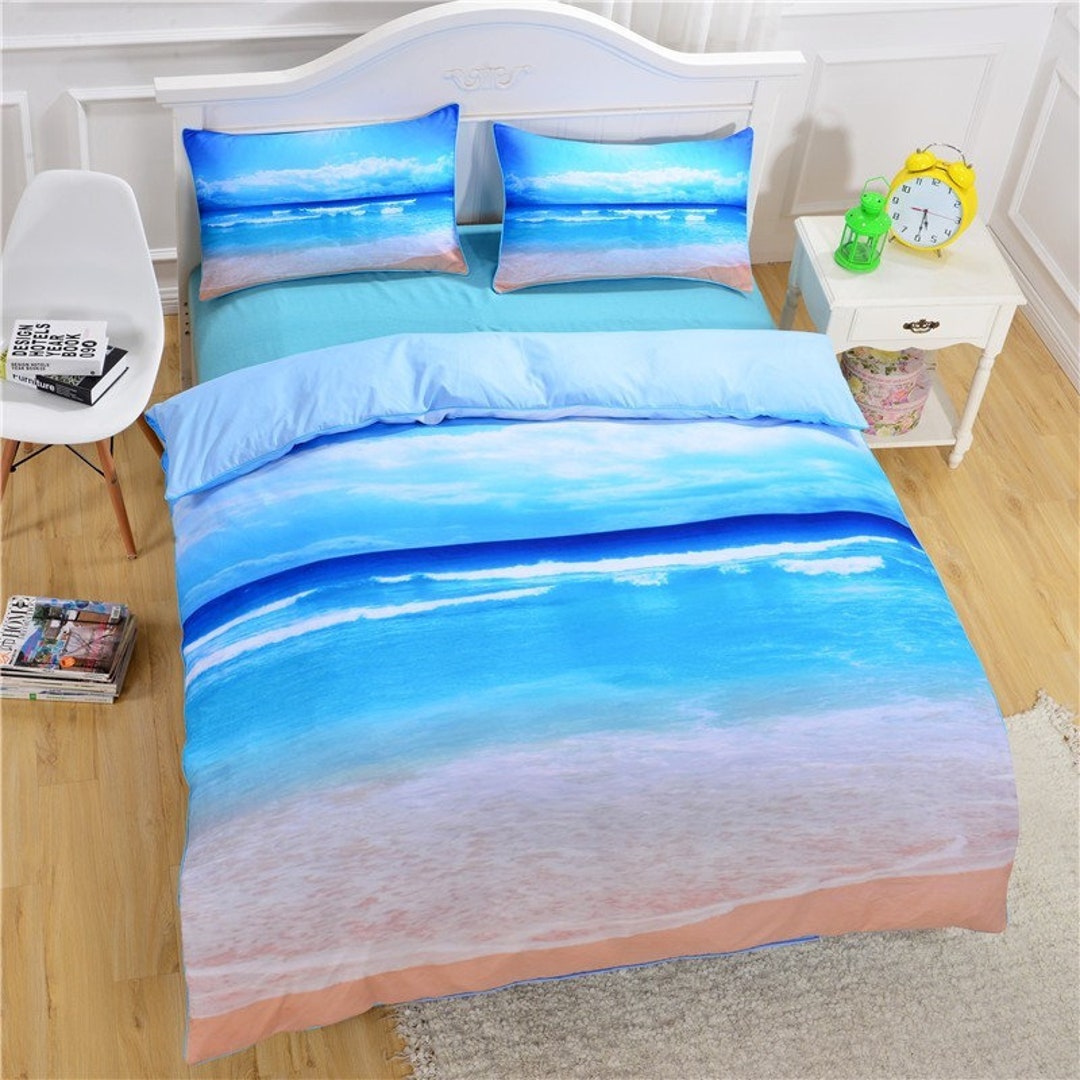 Beach Ocean Wave Duvet Cover Blue Sea Cloud Sky Beach Quilt - Etsy