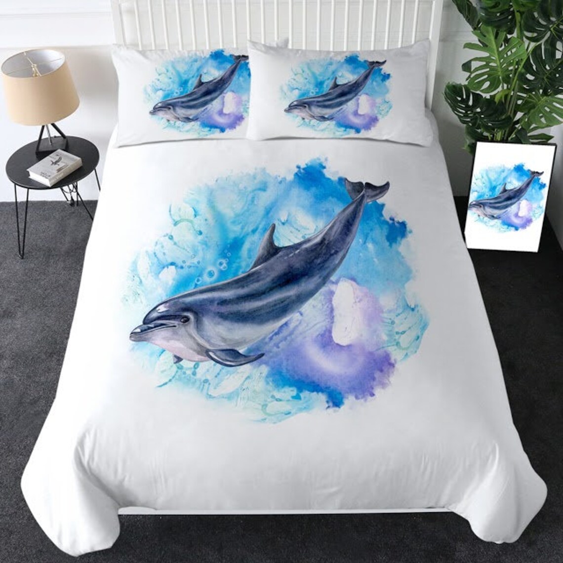 Sea Whale Duvet Cover Bed Set Blue Whale Quilt Cover Bedding - Etsy