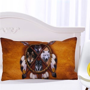 Wolf Duvet Cover, Wolve Dreamcatcher Bedding, Wild Tribal 3D Quilt ...