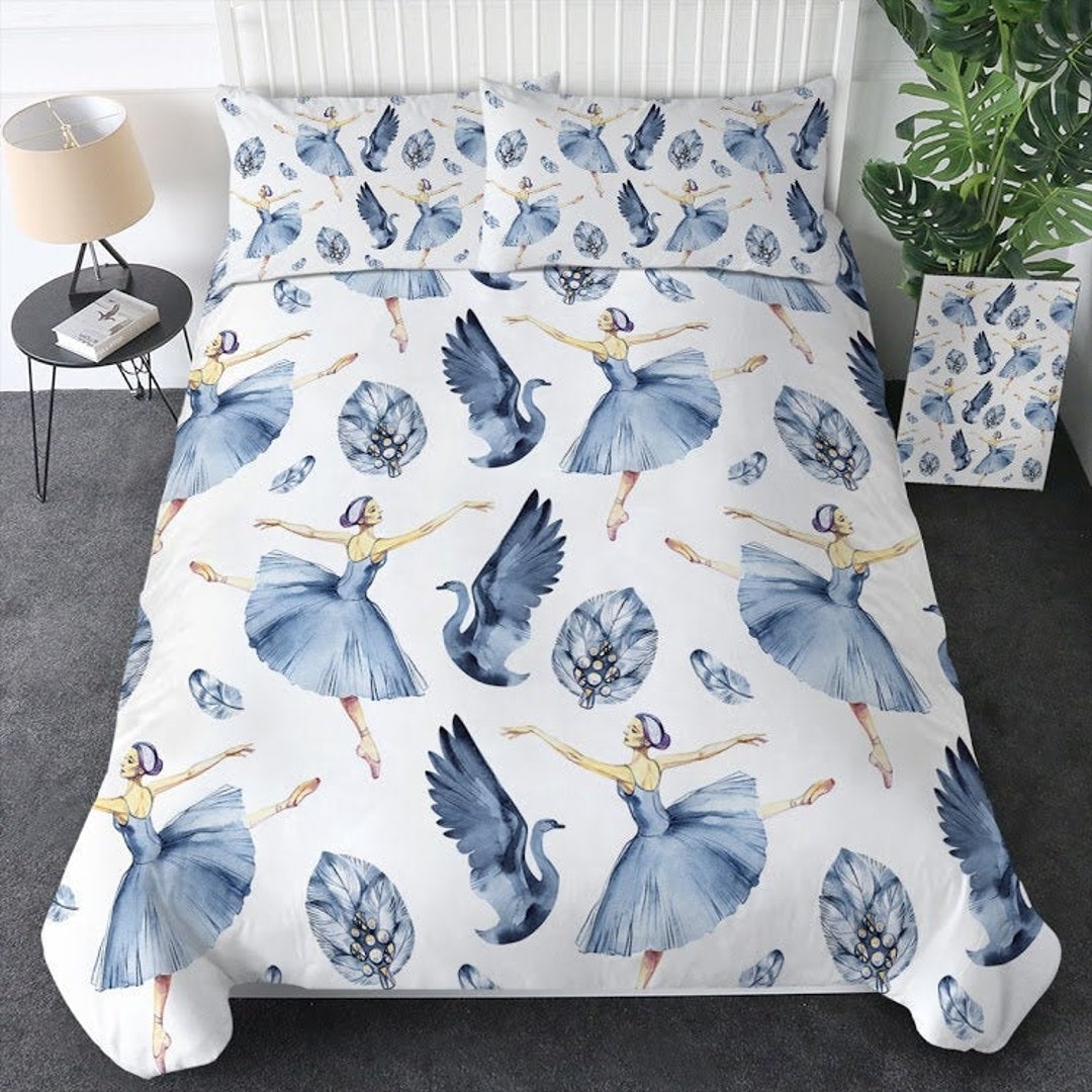 Ballerina Duvet Cover 3D Blue Ballet Girl Quilt Cover Bedding Set ...