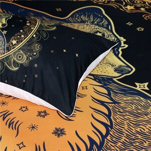 3D Fox Quilt Cover Wolve Floral Gold Mandala Boho Fox Duvet Cover ...