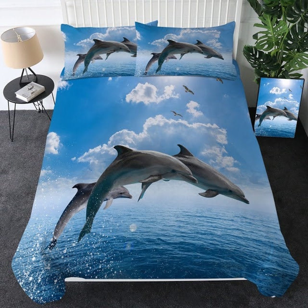 Dolphin Duvet Cover Bed Set Dolphin Quilt Cover Bedding Set - Etsy