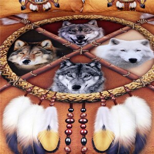 Wolf Duvet Cover, Wolve Dreamcatcher Bedding, Wild Tribal 3D Quilt ...
