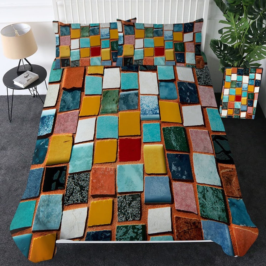 Coloured TILES Duvet Cover Tile Pattern Quilt Cover Bedding - Etsy