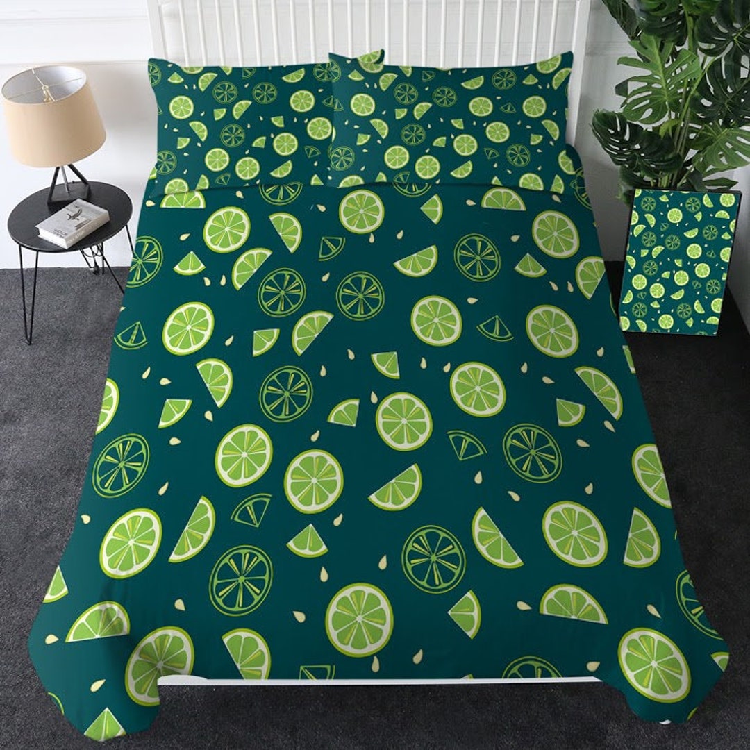 Lime Duvet Cover Lemon Quilt Cover Bedding Set Green Lime - Etsy