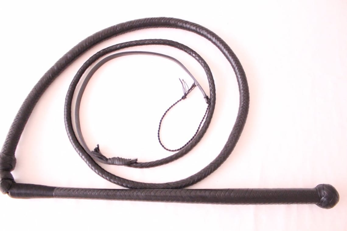 Echtleder Stock Peitsche, 6 Füße,12 geflochten,Double Belly,Heavy Duty ...