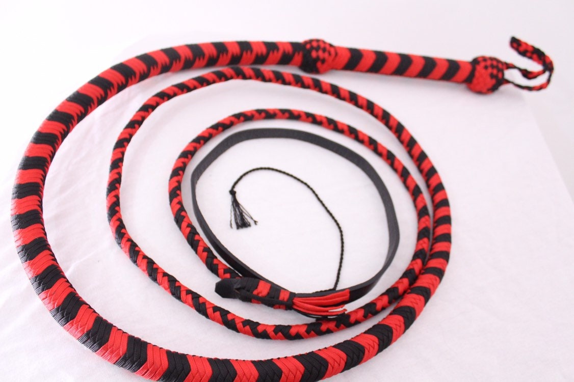 6 Ft Nylon Para-cord Bullwhip, Red& Black Heavy Duty Bull Whip - Etsy ...