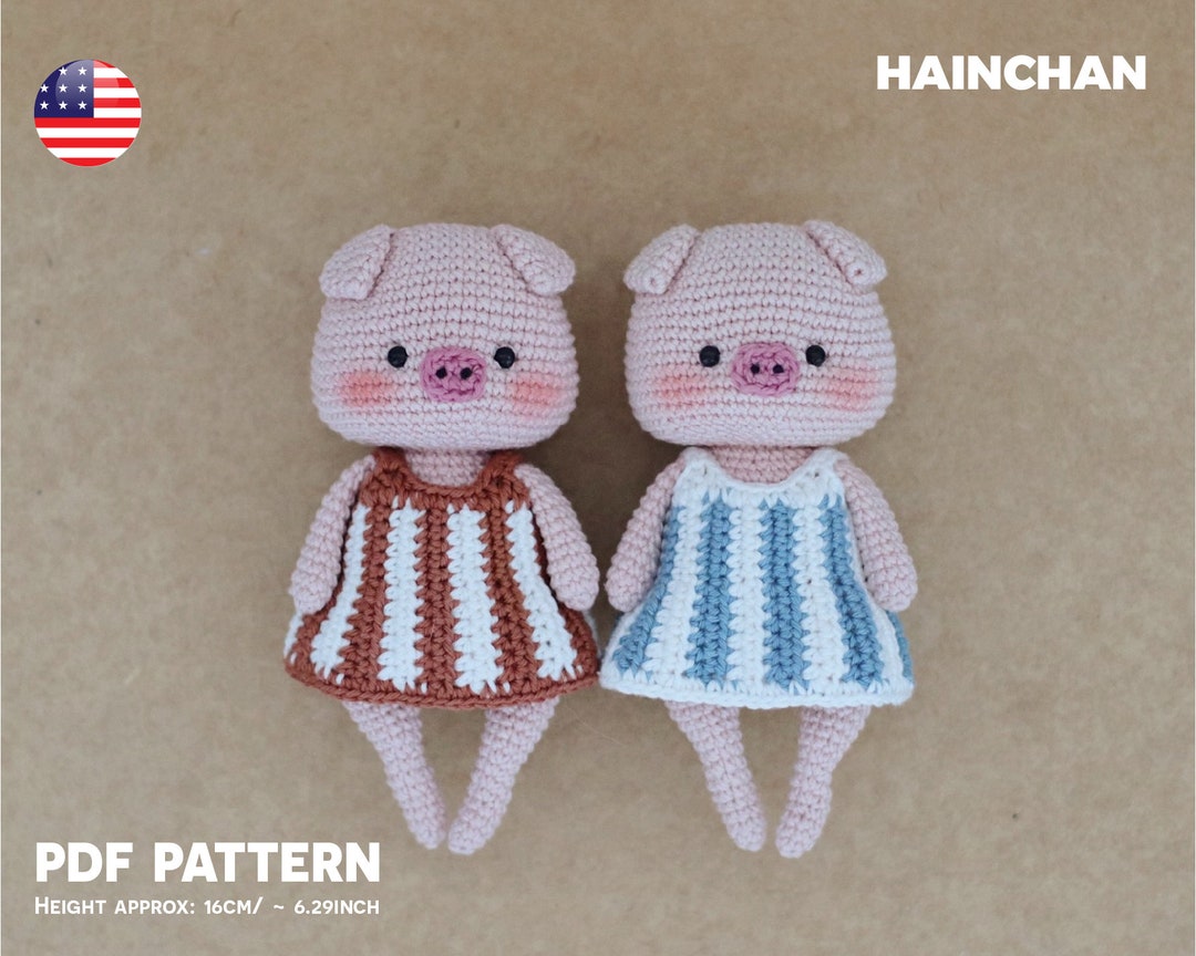 Lizzie the Piggy Crochet Pattern by Hainchan - Cute Amigurumi Pig Dolls ...
