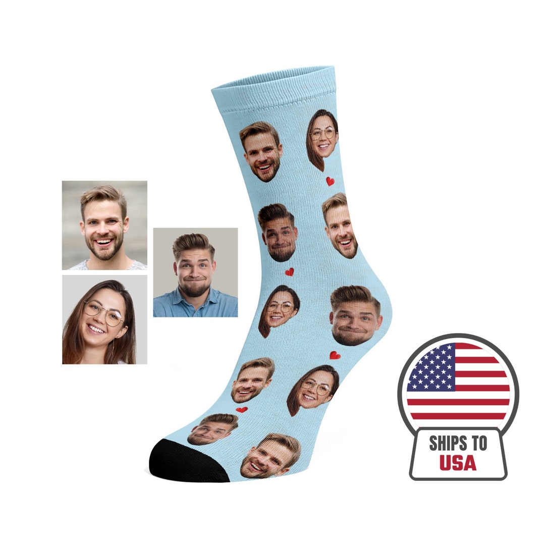 Custom Face Socks (3 Faces) - Custom Photo Socks, Custom Socks ...