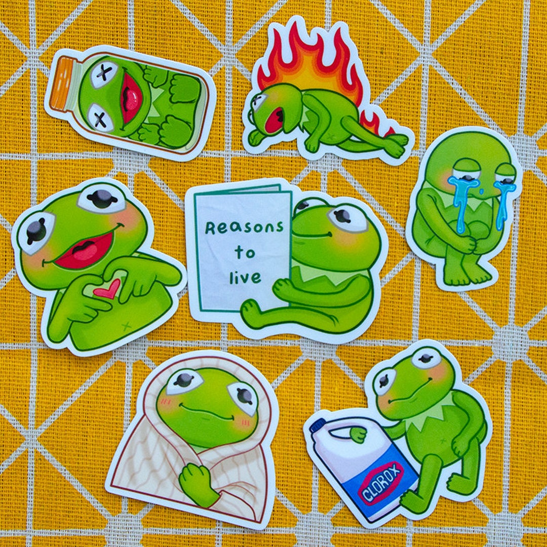 Cute Kermit Frog Meme Diecut Stickers - Etsy