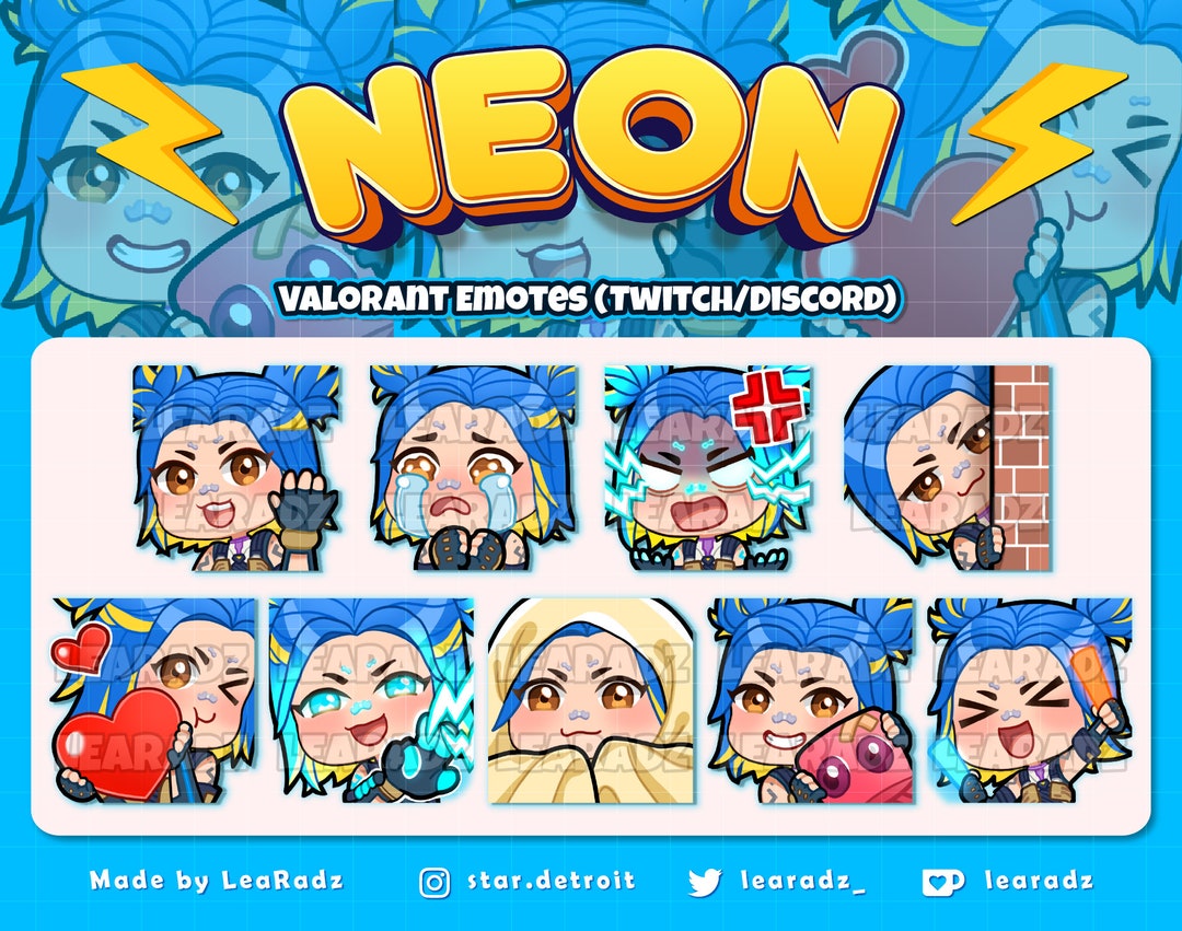 Neon Valorant Agent Emotes X9 - Premade Emotes | Twitch/discord/youtube ...