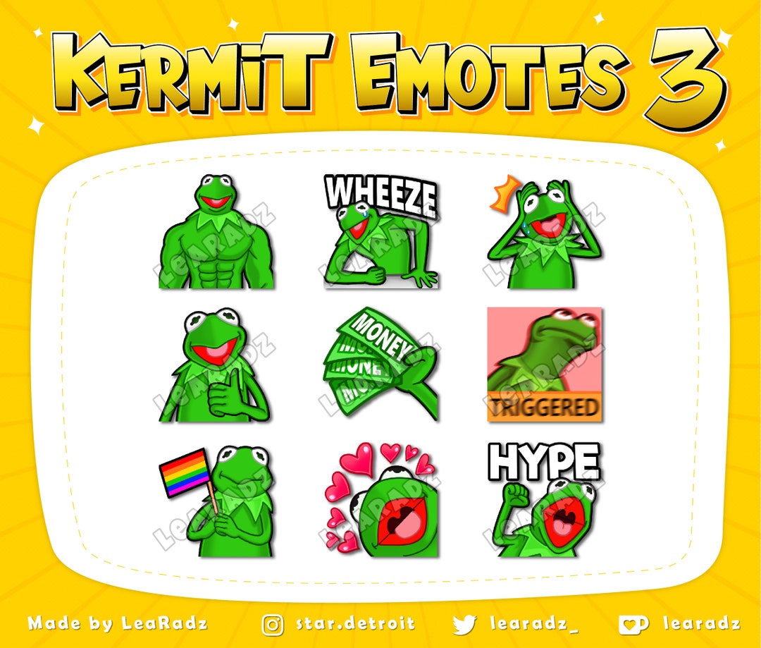 Emotes Twitch and Discord // Kermit Frog Meme 3 - Etsy