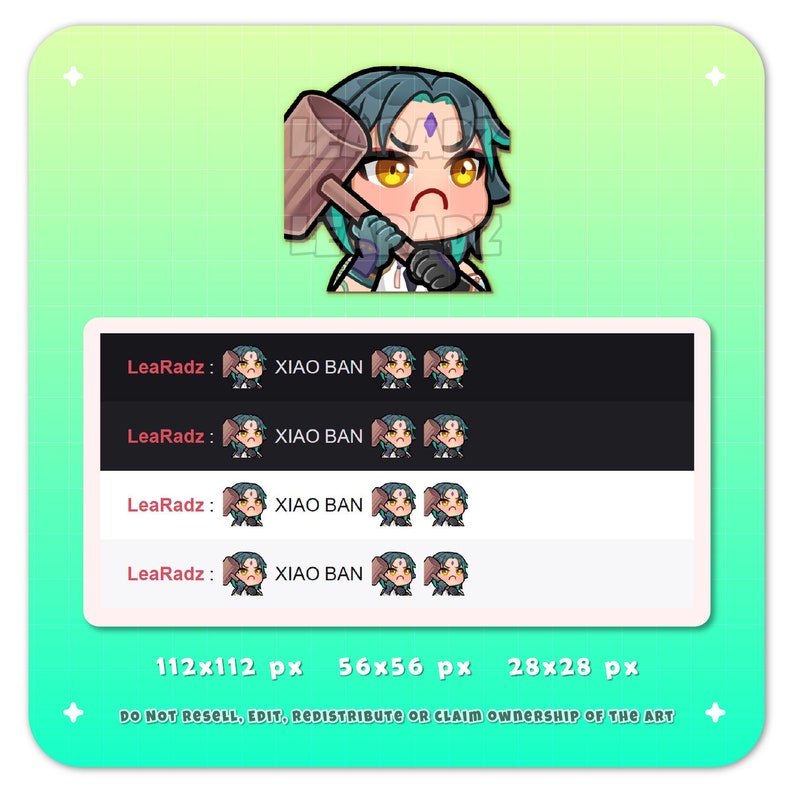Xiao Genshin Impact Emotes x9 Emotes prédéfinis Emotes Twitch/Discord ...