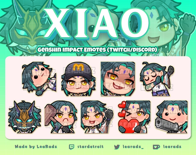 Xiao Genshin Impact Emotes x9 Gestos prefabricados / - Etsy México