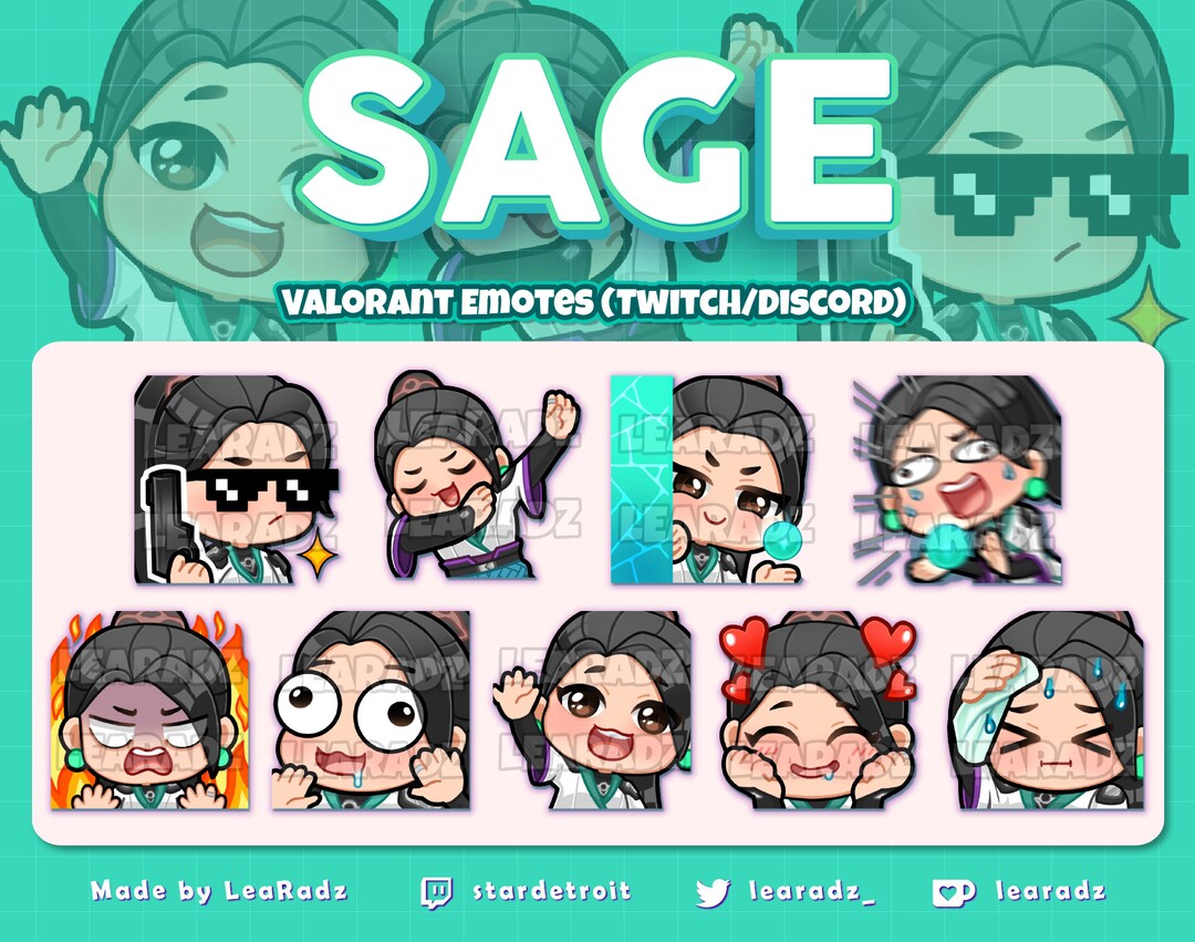 Sage Valorant Agent Emotes X9 Premade Emotes Twitch/discord/youtube ...
