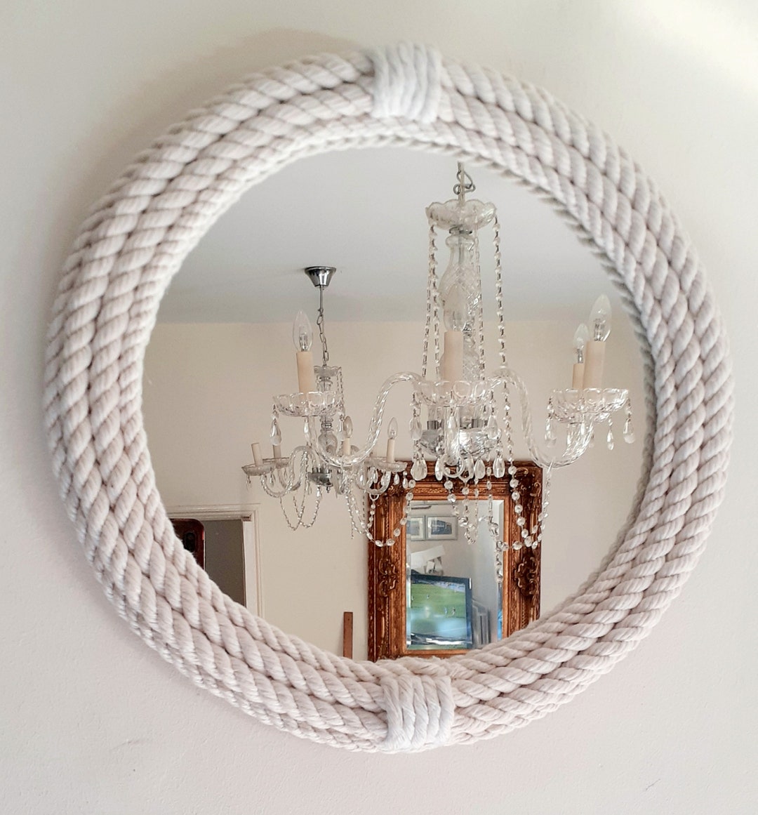 Nautical Inspired White Rope Mirror. 13 Inch Diameter - Etsy UK