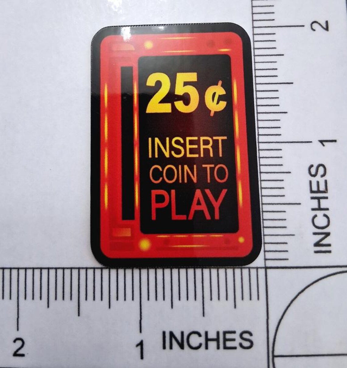 Retro 80s Arcade 25 Cent Insert Coin Slot Vinyl Decal Sticker 2"x1.4 ...