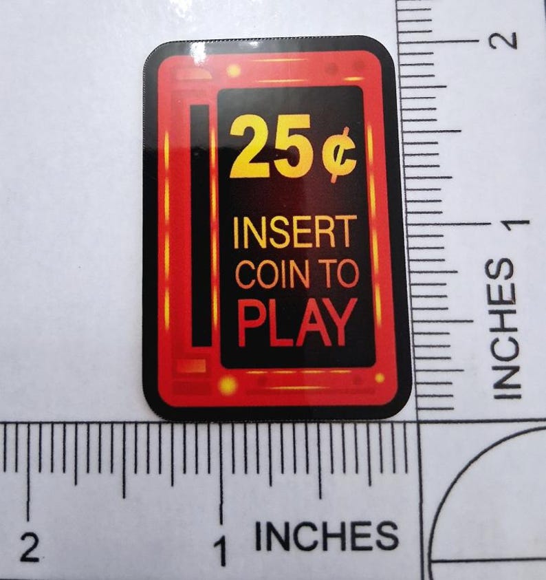 Retro 80s Arcade 25 Cent Insert Coin Slot Vinyl Decal Sticker 2"x1.4 ...