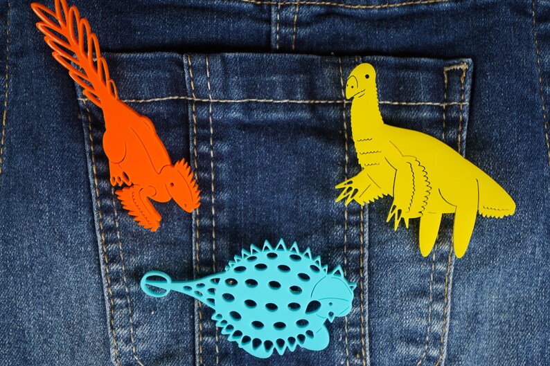 Derpy Velociraptor Dinosaur Brooch - Etsy