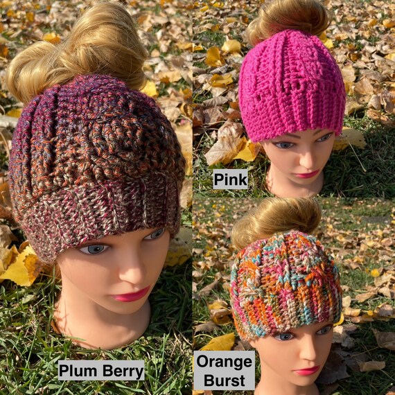 Messy Bun Hat Multiple Colors Adult Sized | Etsy