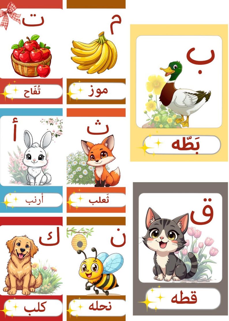 Arabic Alphabet Flashcards: Learn Arabic Letters With Pictures (PDF) - Etsy