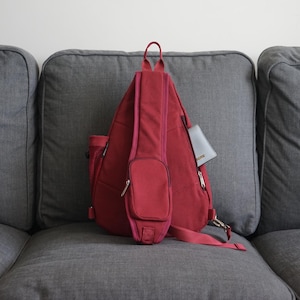 Red Canvas Sling Bag: Anti-theft Crossbody Travel Bag With Water Bottle ...