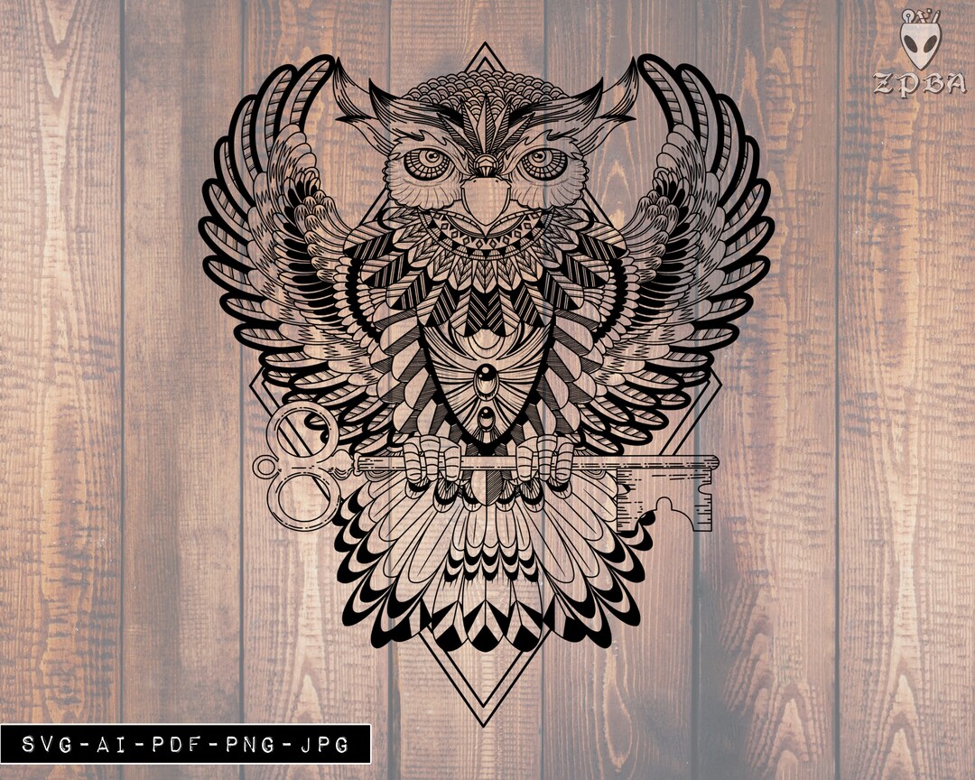 Mandala Owl Vector Owl Print Owl Detailed Design Cricut - Etsy