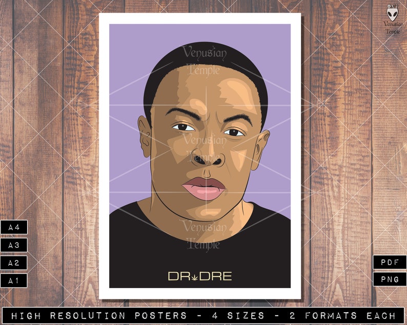 Dr Dre Poster, Dr Dre Large Poster, 4 Sizes, High Resolution Print, Rap ...