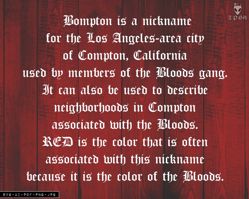Bompton SVG Bompton T-shirt Bompton Cap Hat Bloods Gang - Etsy