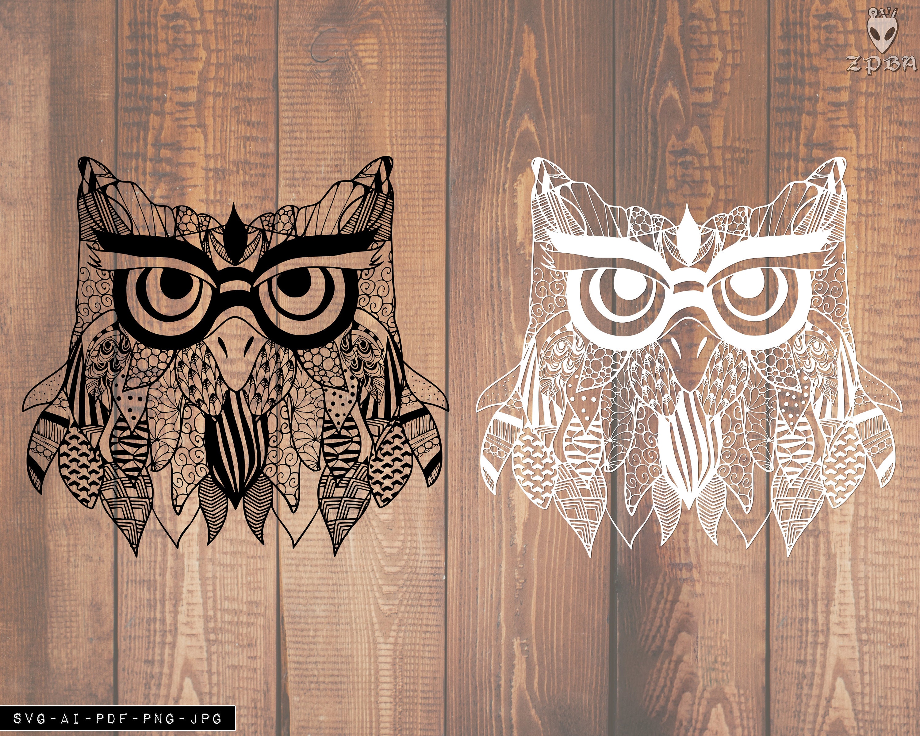 Owl SVG, Zentangle Owl SVG, Owl Print, Owl Mug, Owl Gift, Owl Mask ...