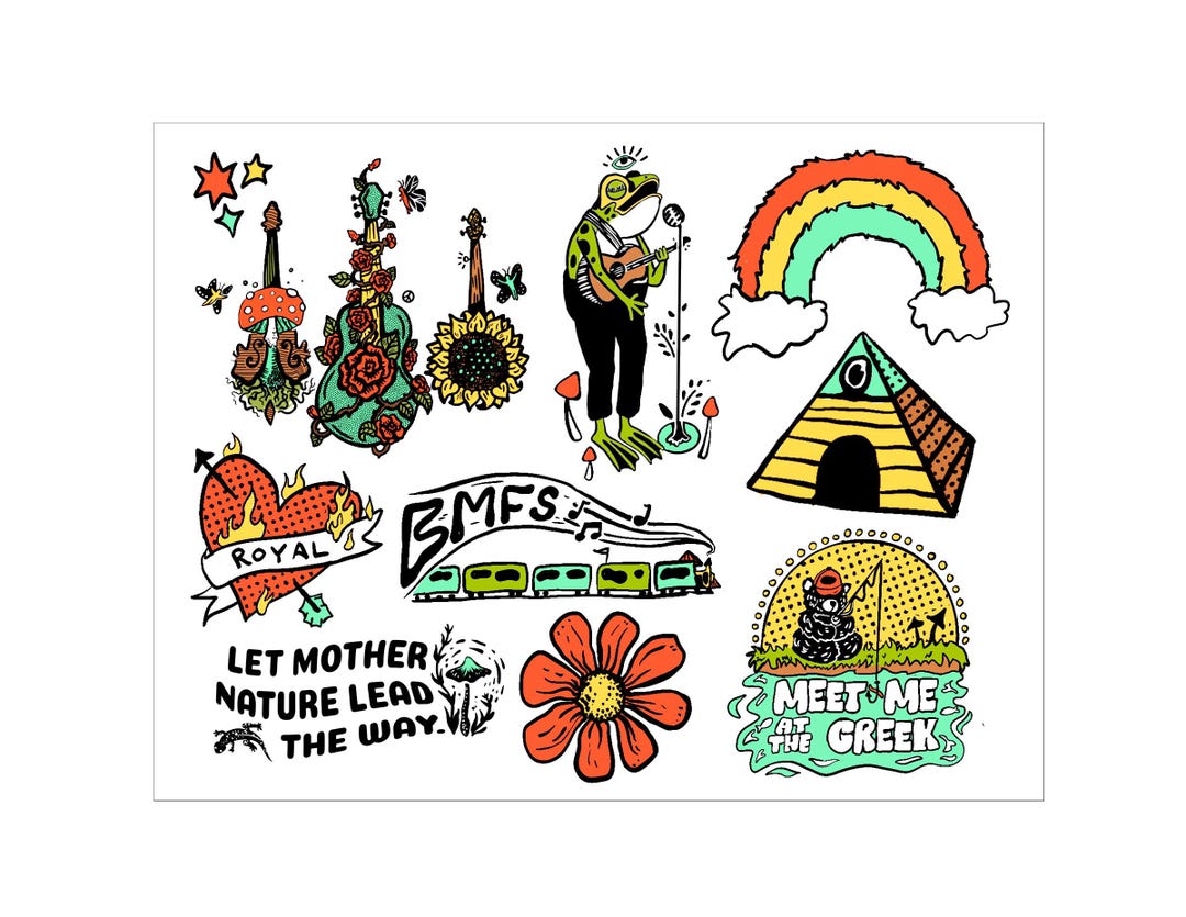 Billy Strings Inspired Temporary Tattoo Sheet: Original BMFS Designs - Etsy