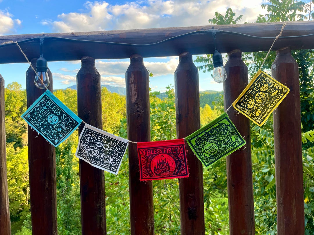 Handmade Prayer Flags From Linocut Printing, Hand Printed and Hand Sewn ...
