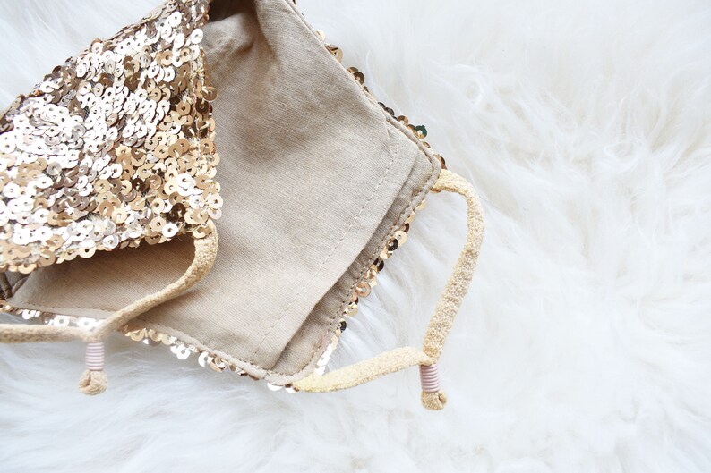Sparkly Gold Mask With Filter Pocket, 3 Layered Premium Mask - Etsy