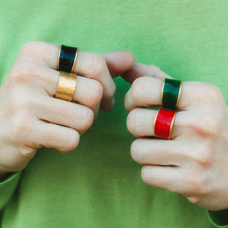 Enamel Band Ring - Etsy