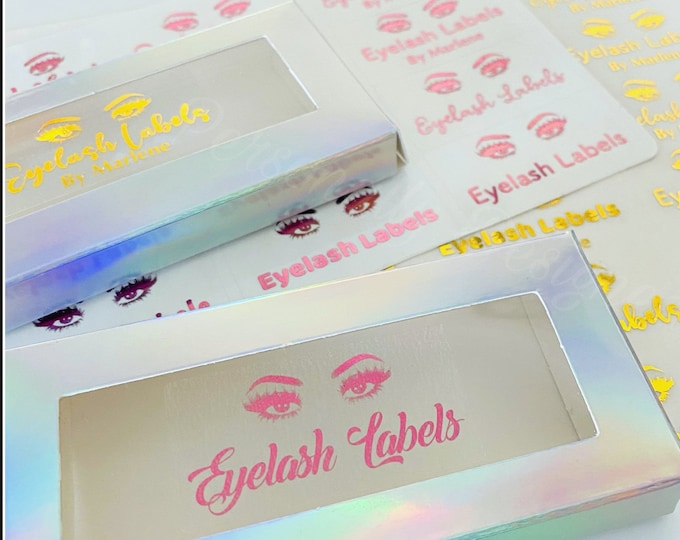 Custom Logo Branding Colour Stickers,clear Foil Eyelash Labels. Gloss ...