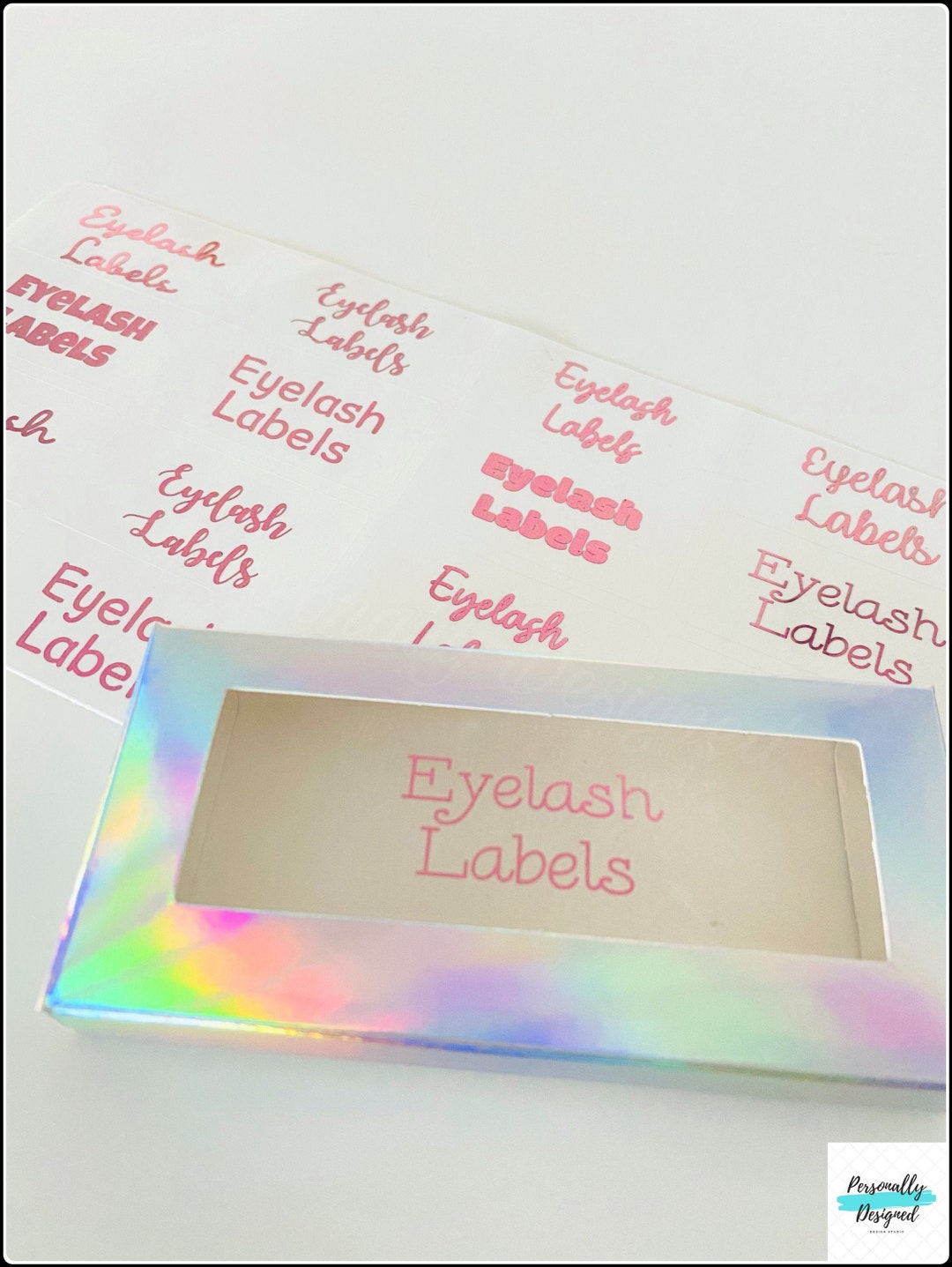 Real Foil Transparent Clear Eyelash Case Packaging Box Sticker Labels ...