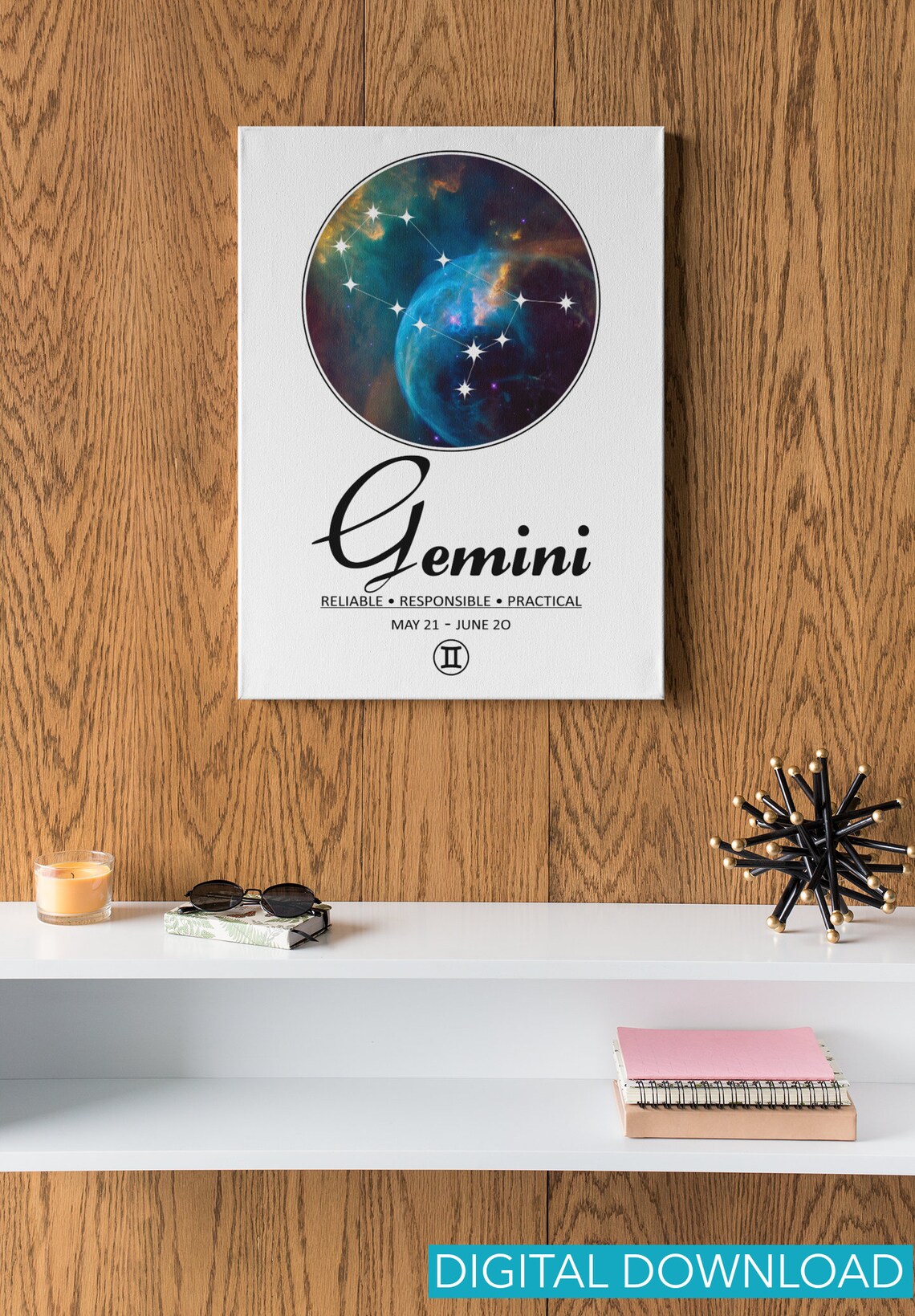 Gemini Print Constellation Art Zodiac Poster Gemini Wall - Etsy