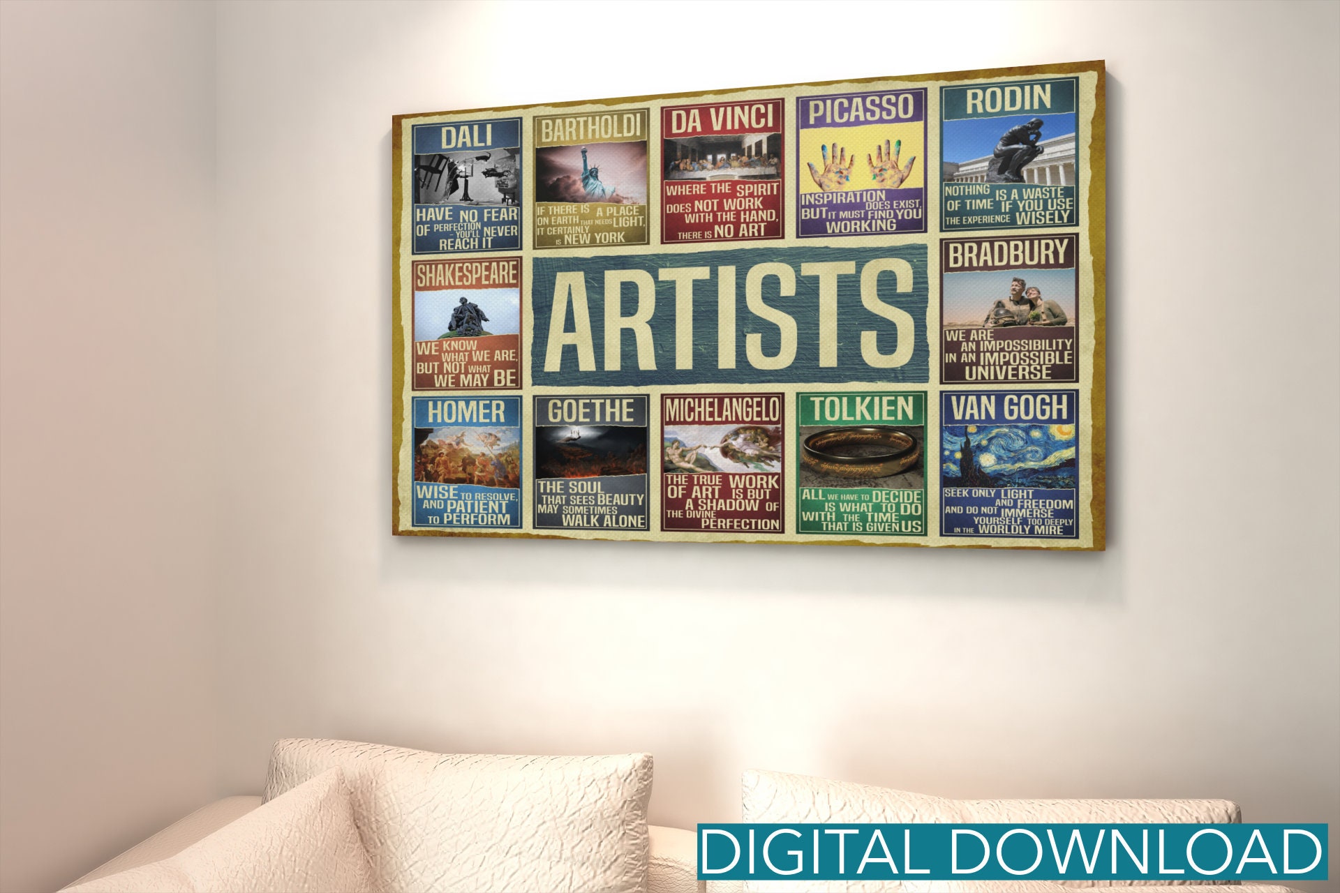 Famous Artist, Art Classroom Decor, Art Teacher Gift, Motivational ...