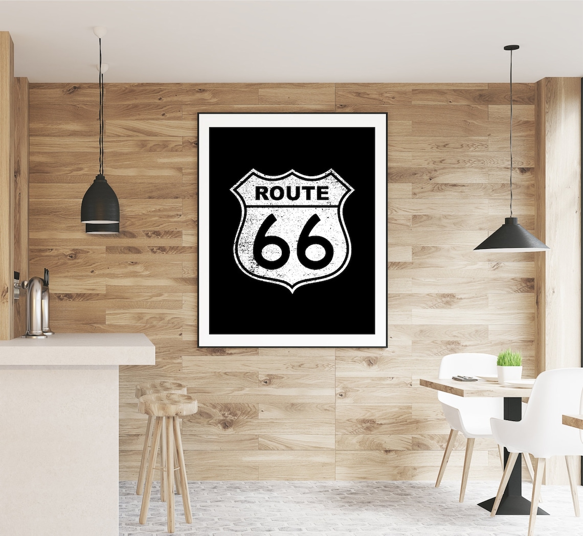 Garage poster Route 66 Vintage Travel poster / Highway Route | Etsy