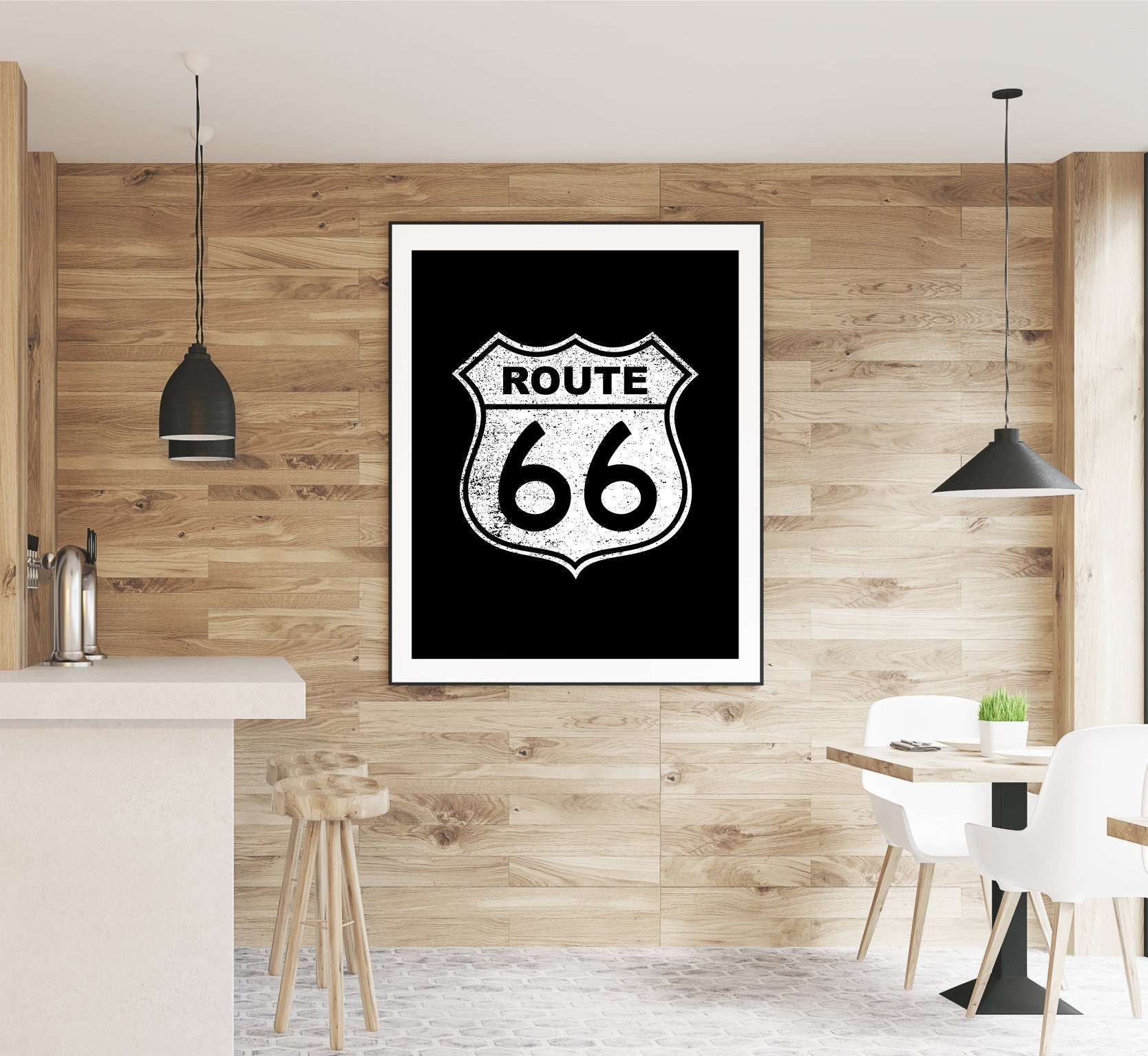 Garage poster Route 66 Vintage Travel poster / Highway Route | Etsy
