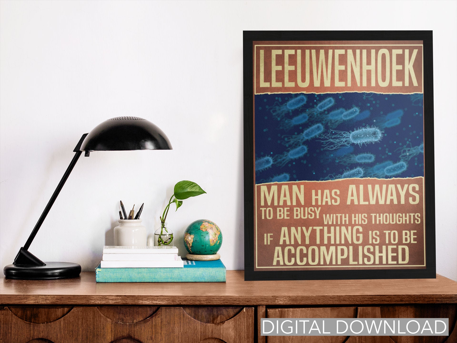 Biology Poster Science Art Microbiology Classroom Decor / Antonie Van ...