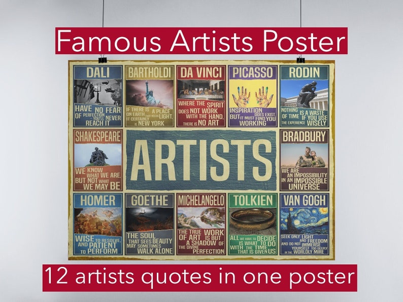 Famous Artist, Art Classroom Decor, Art Teacher Gift, Motivational ...
