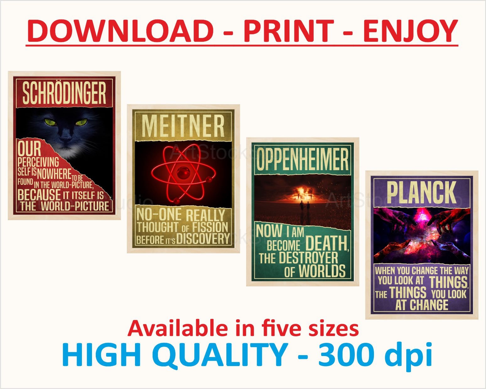 Famous Scientists Posters | Physics Science Art SET of 8 | Teacher Gift ...