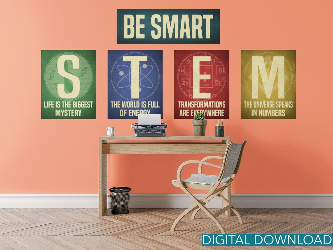 Science Theme Room Stem Posters, Classroom Art STEM for Kids, Science ...