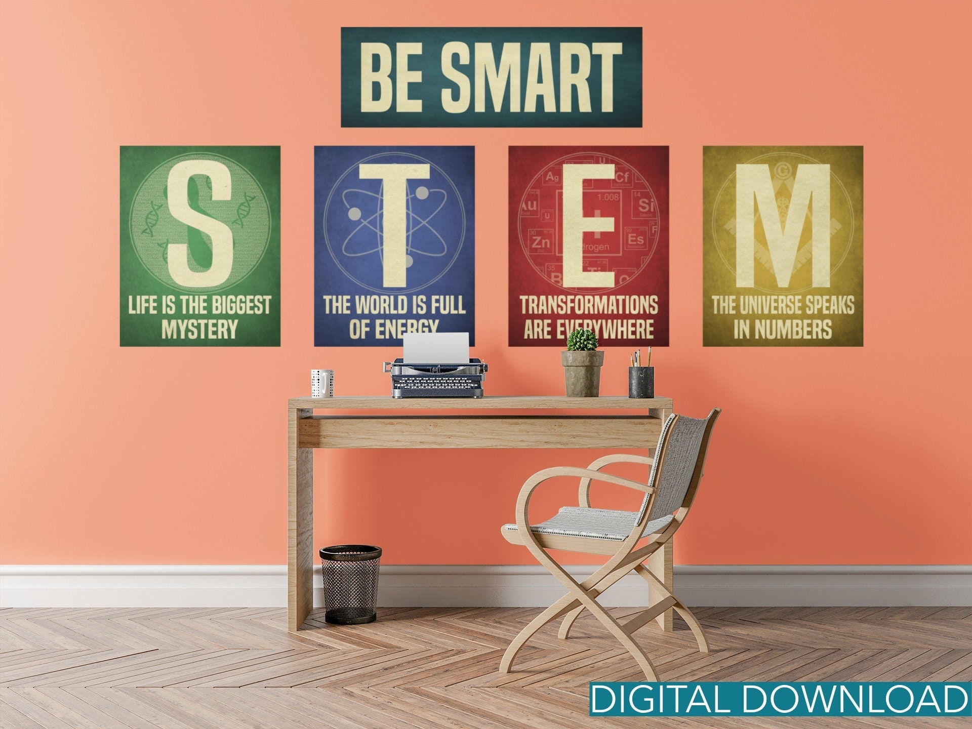 Science Theme Room Stem Posters, Classroom Art STEM for Kids, Science ...