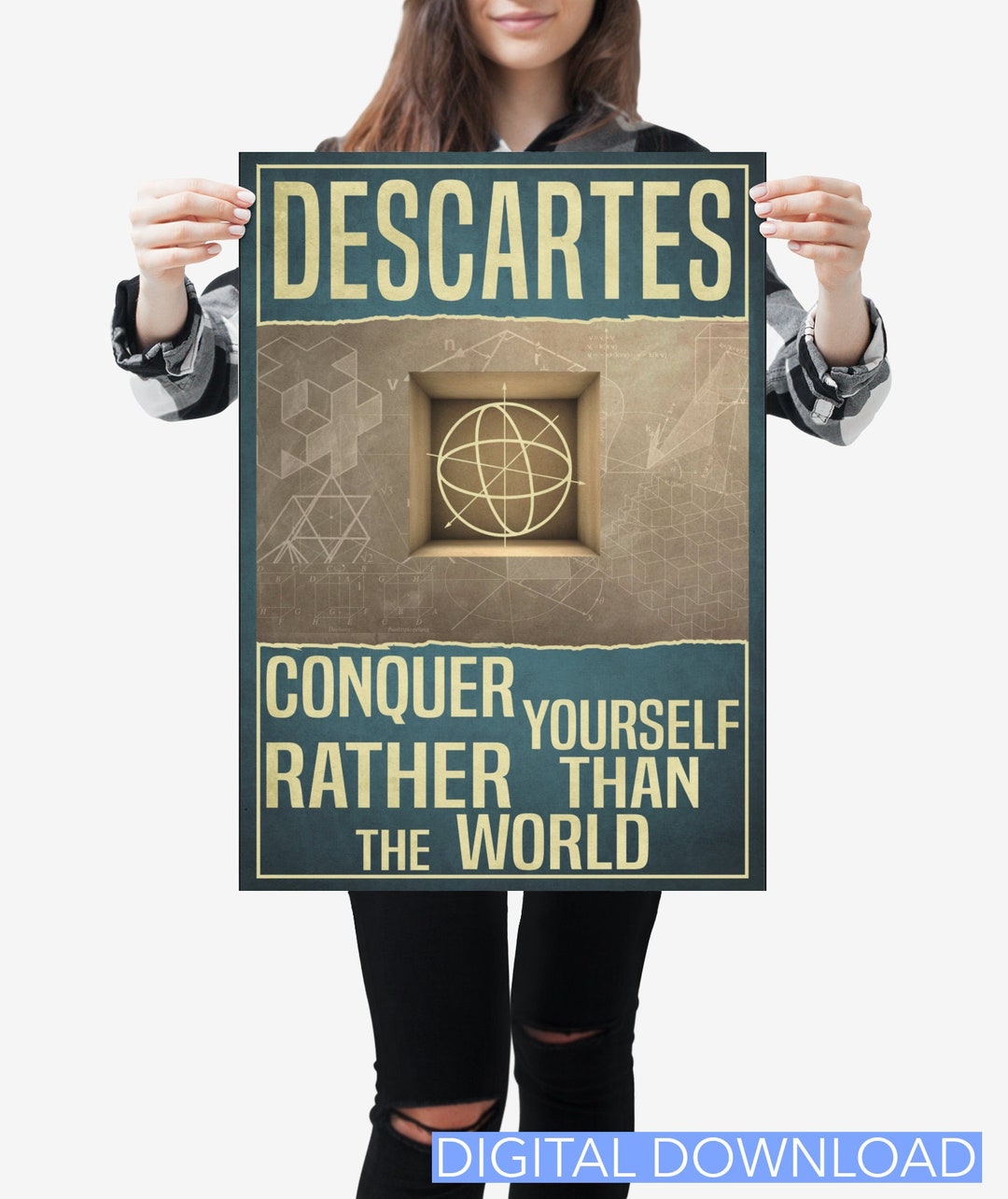 Math Poster Science Art Classroom Decor Teacher Gifts / Rene Descartes ...
