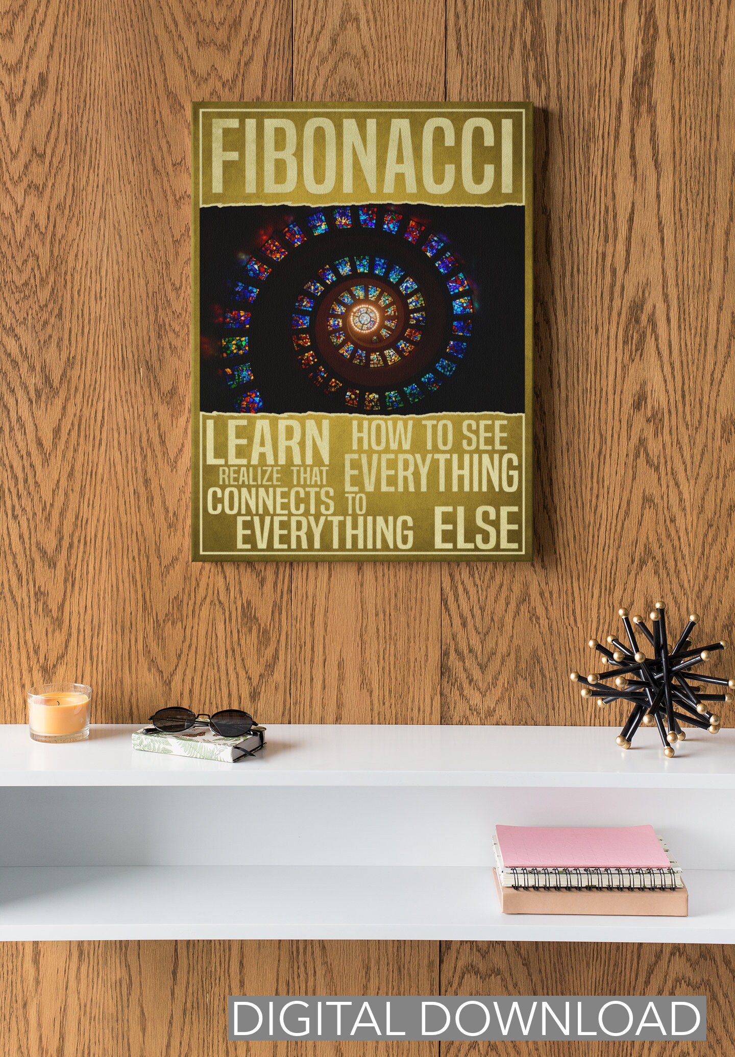 Fibonacci Art, Golden Ratio, Math Teacher Classroom Decor, Fibonacci ...